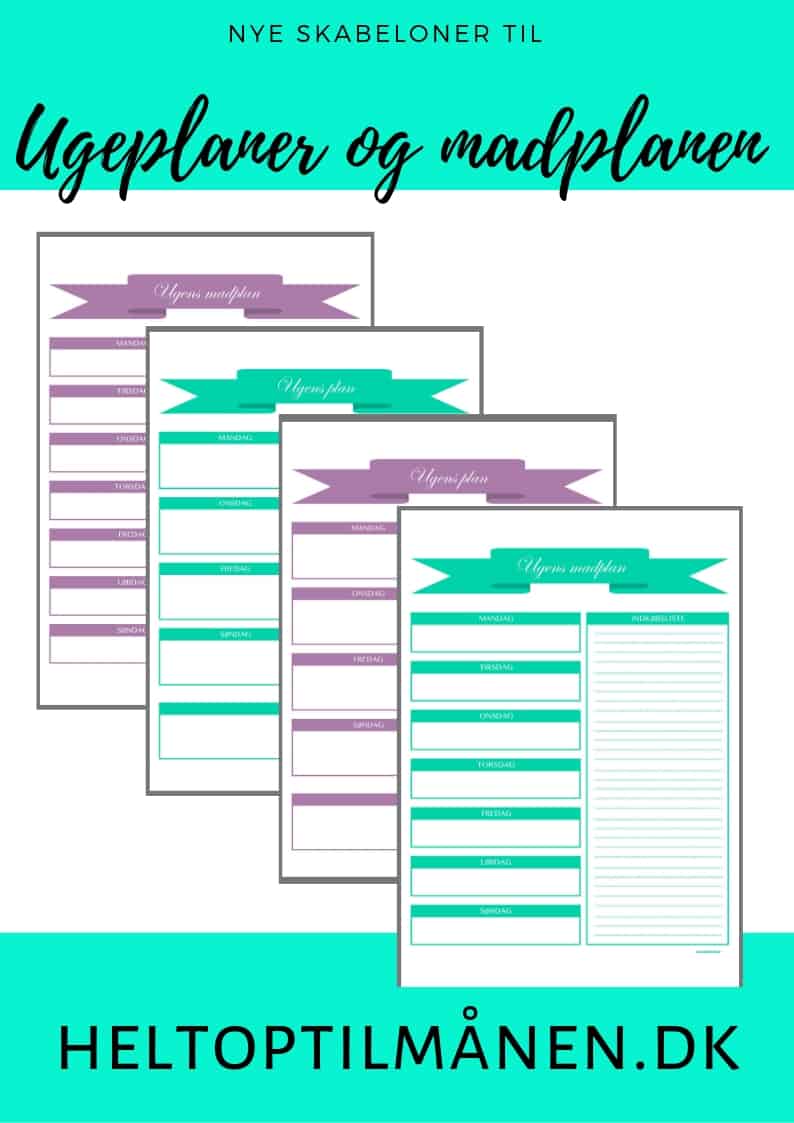 Nye skabeloner til madplaner og ugeplaner
